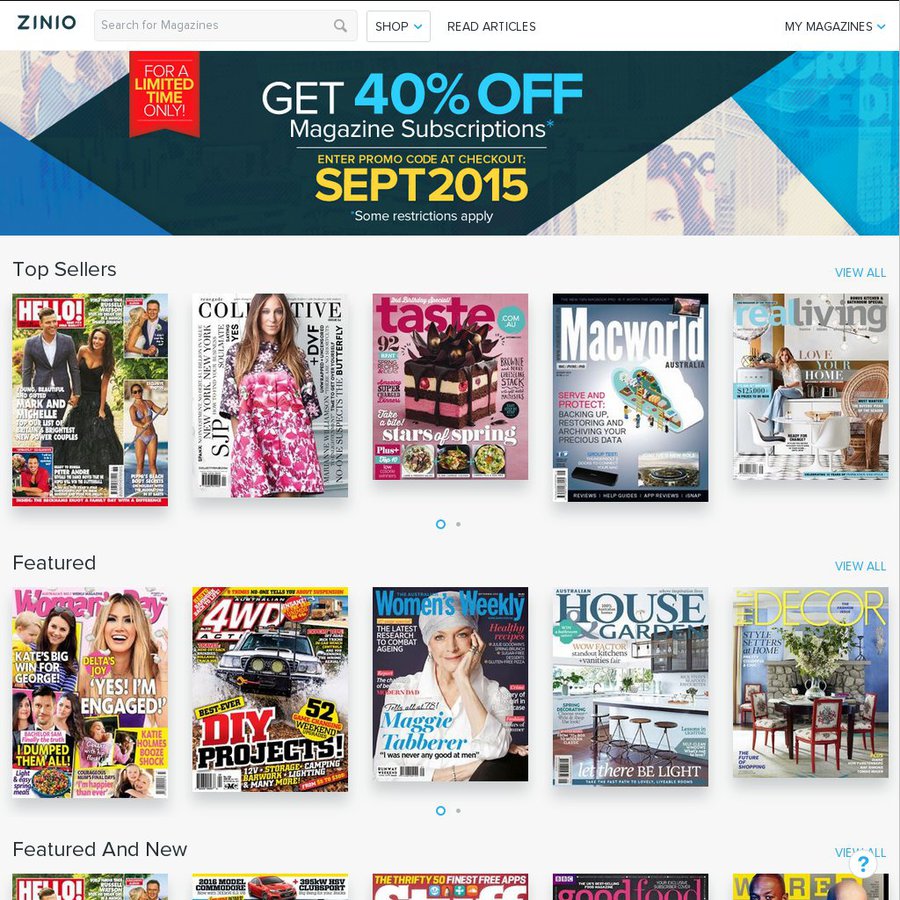 40% Off Full-Priced eMagazine Subscriptions @ Zinio - ChoiceCheapies