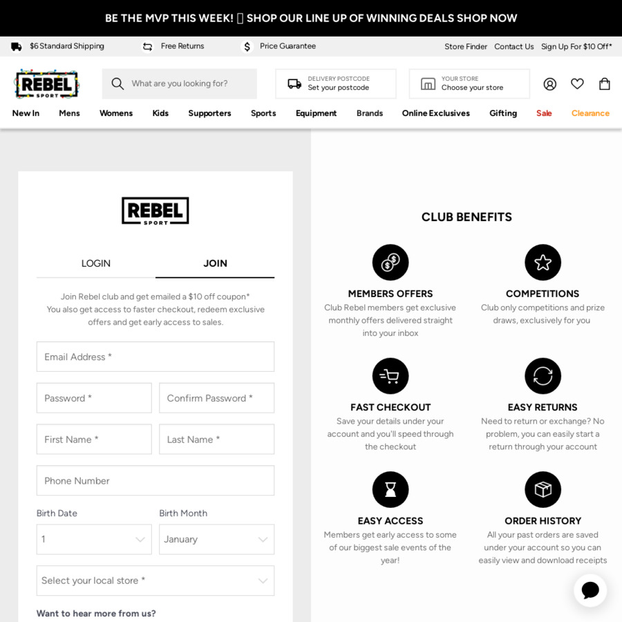 $10 off $50 Spend (with account registration) @ Rebel Sport ...