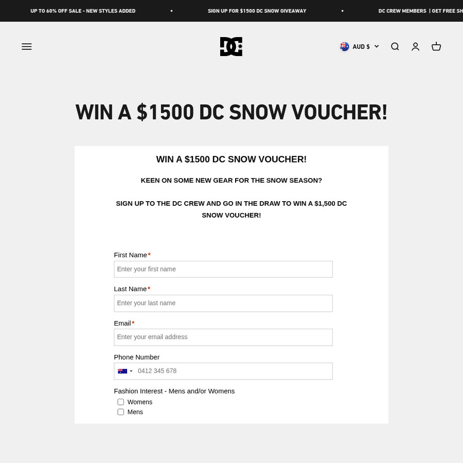 Win a $1,500 DC Shoes Online Voucher from DC Shoes - ChoiceCheapies ...