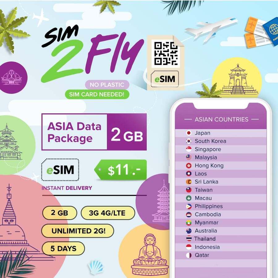 AIS SIM2fly Southeast Asia Travel SIM: US$5 / NZ$8.70 for 2GB for 5 ...