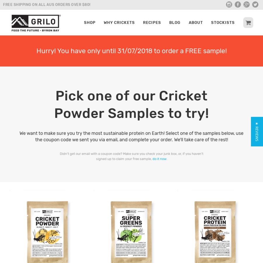 5g Sample of Cricket Protein Powder $10.57 Delivered @ Grilo ...