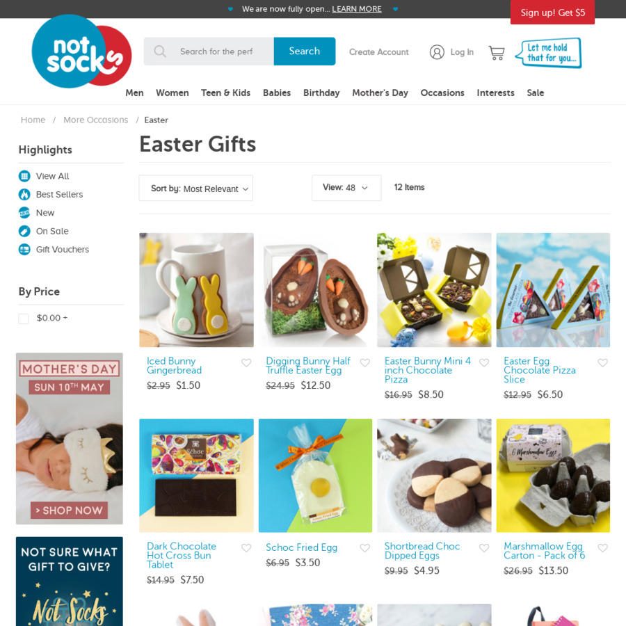 50% off Easter Gifts @ Not Socks - ChoiceCheapies