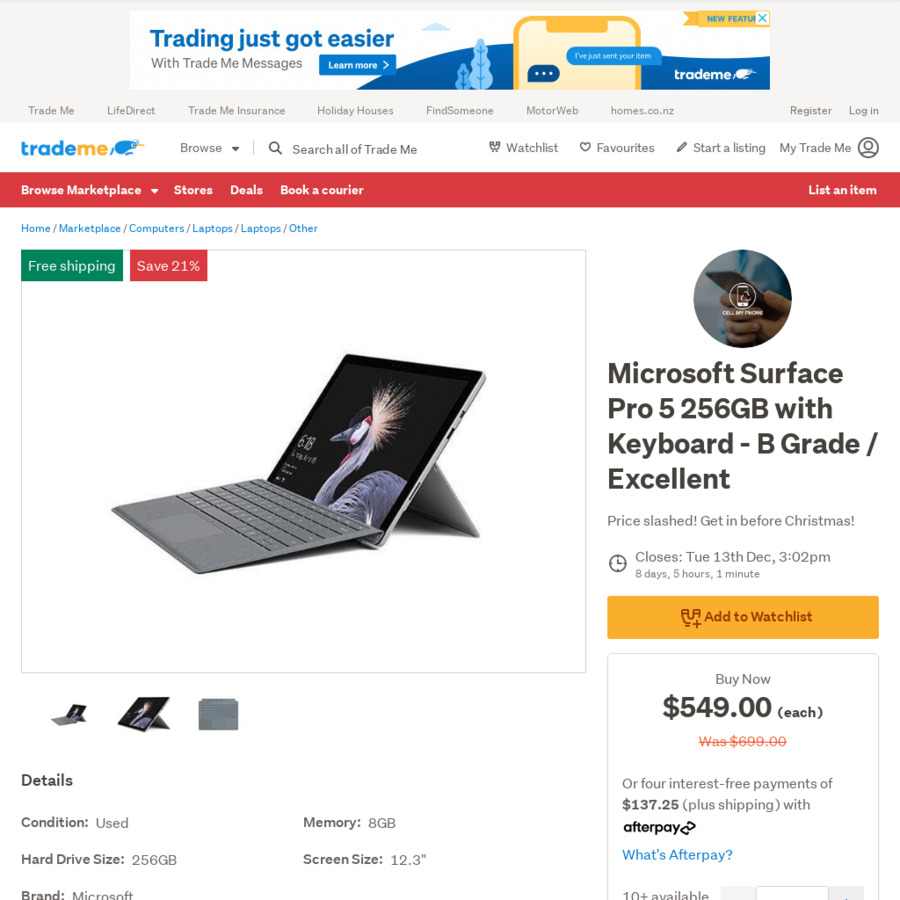 [Used] Microsoft Surface Pro 5 i5 256GB Wi-Fi Only $549 Delivered ...