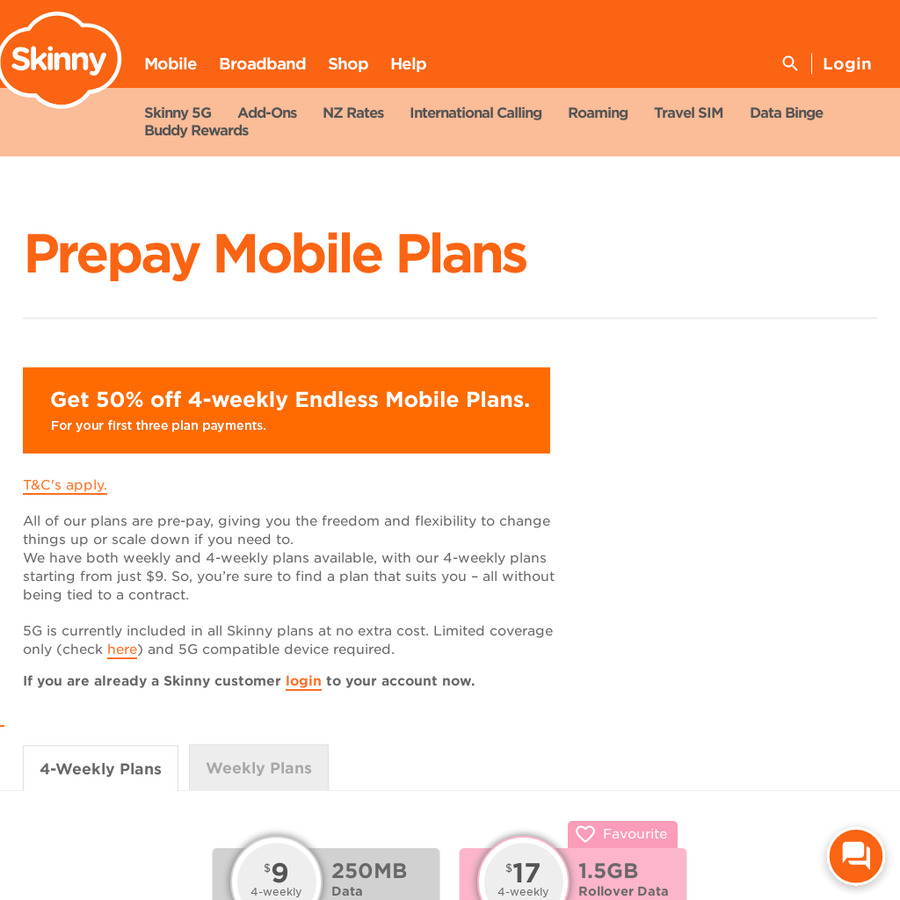 50% off Skinny Endless Data Monthly Mobile Plans for First 3 Months ...