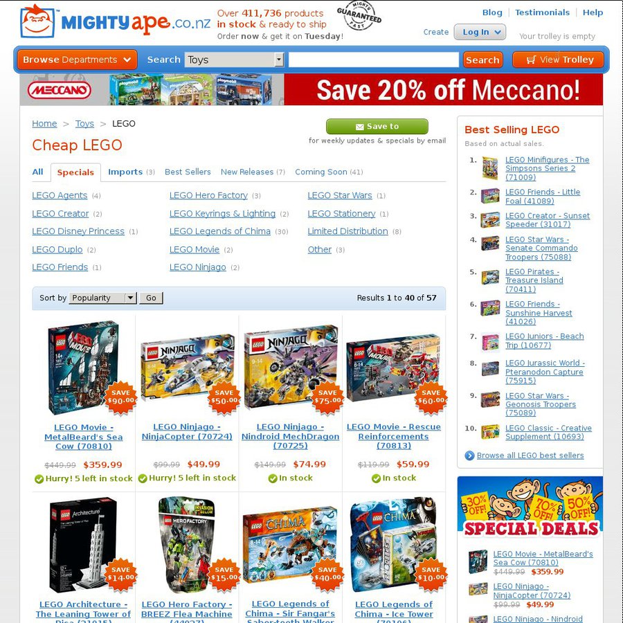 Lego @ Mighty Ape Upto 50% off - ChoiceCheapies
