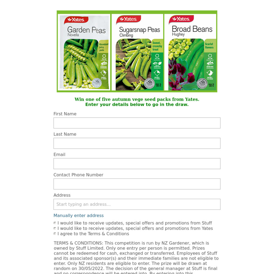 Win 1 of 5 autumn vege seed packs from Yates @ Stuff NZ ...