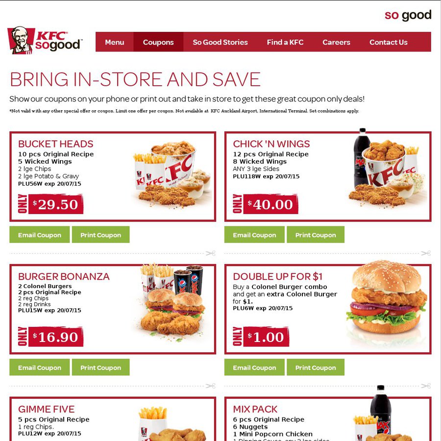 KFC Coupon Deals 5pc + Chips $9.90, $1 Colonel Burger with Colonel ...