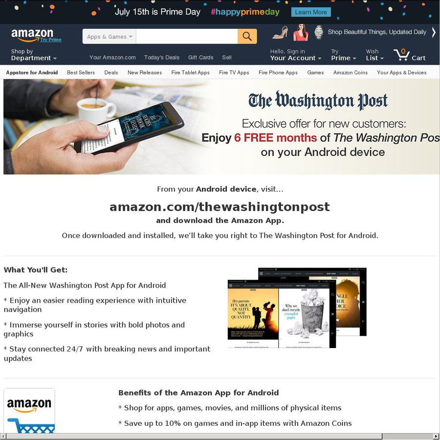 FREE for Android: 6 Months Full Access to The Washington Post @ Amazon ...