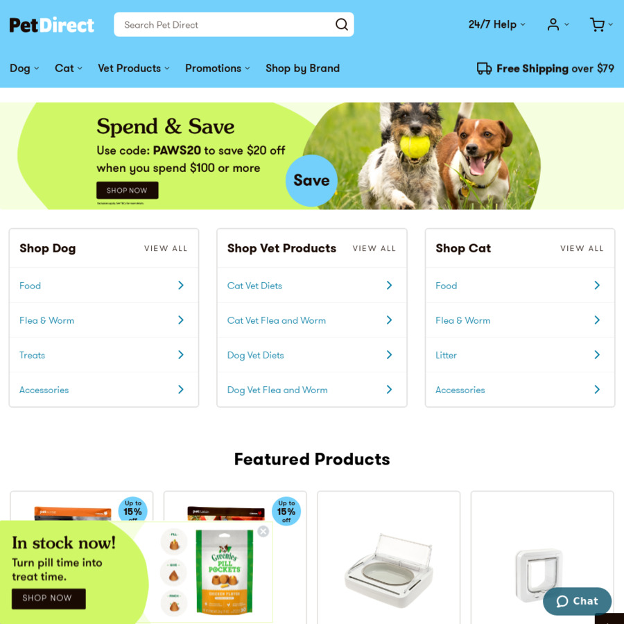 $20 off orders over $100 @ Pet Direct - ChoiceCheapies