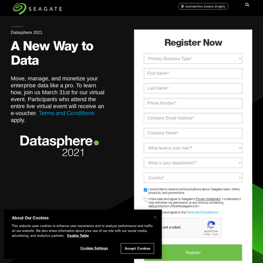 Attend Entire Seagate DataSphere 2021 Virtual Event (31/3), Receive $10 ...