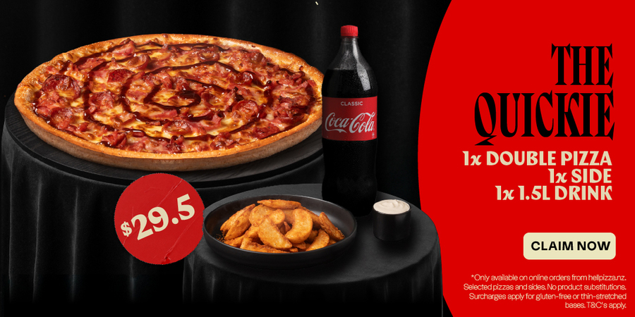 1x Double Pizza + Side +1.5L Drink $29.50, 1x Double Pizza + 2 Sides ...