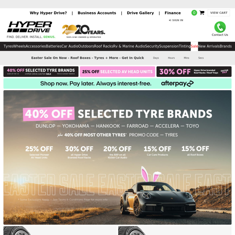 Easter Sale: 40% off Selected Tyres @ Hyper Drive - ChoiceCheapies