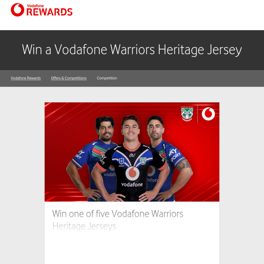 Win 1 of 5 Vodafone Warriors Heritage Jerseys @ Vodafone Rewards ...