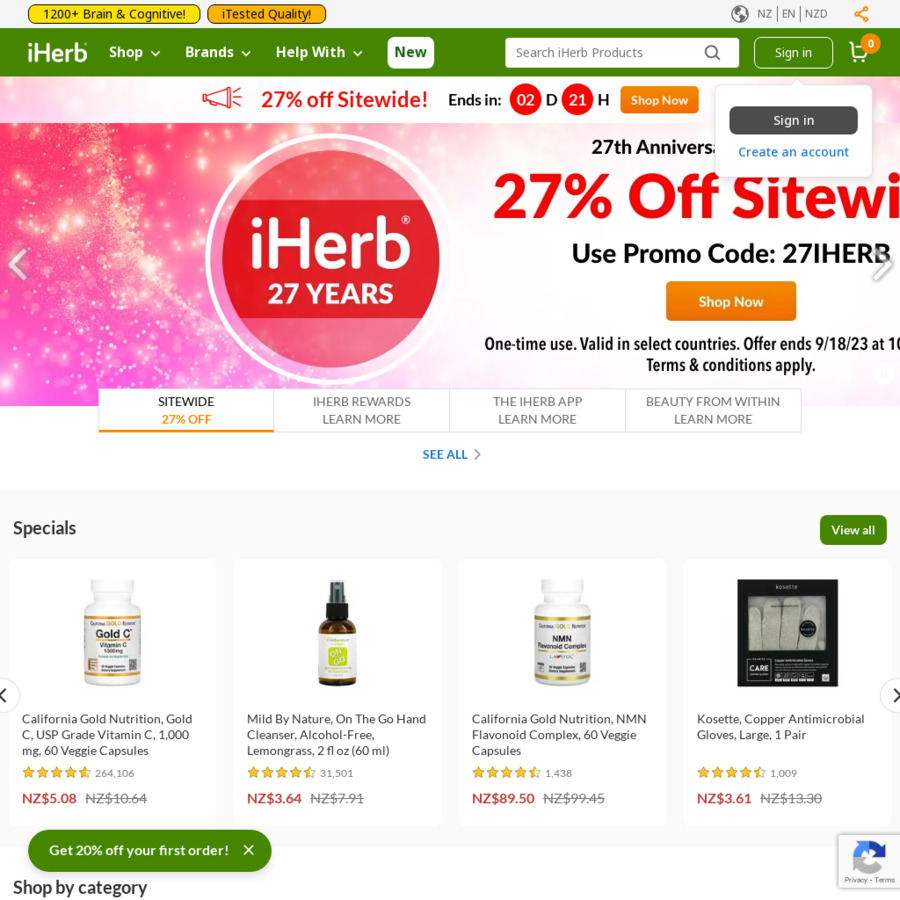27% Off Sitewide + Delivery (Free with $80+ Spend) @ iHerb - ChoiceCheapies