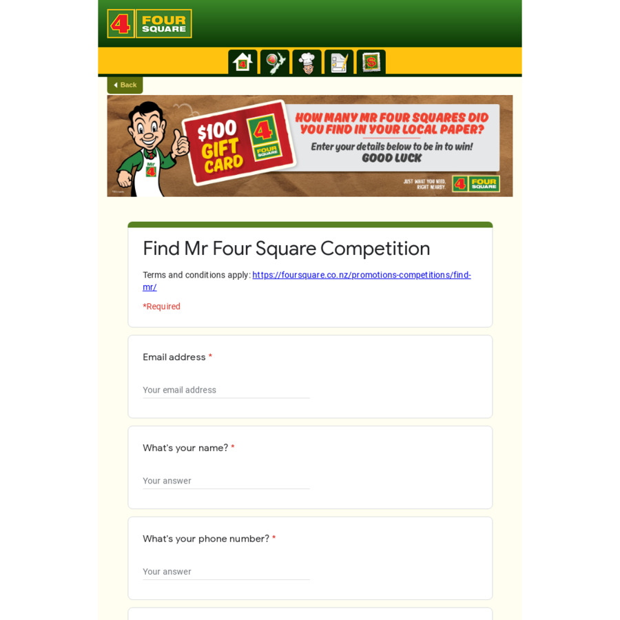 Win 1 of 18 $100 Four Square Gift Cards from Four Square [Daily ...