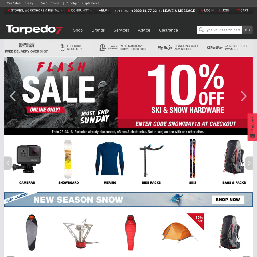 40% off Torpedo7 Brand, 15% off Bikes, 20% off Outdoor Sport at ...