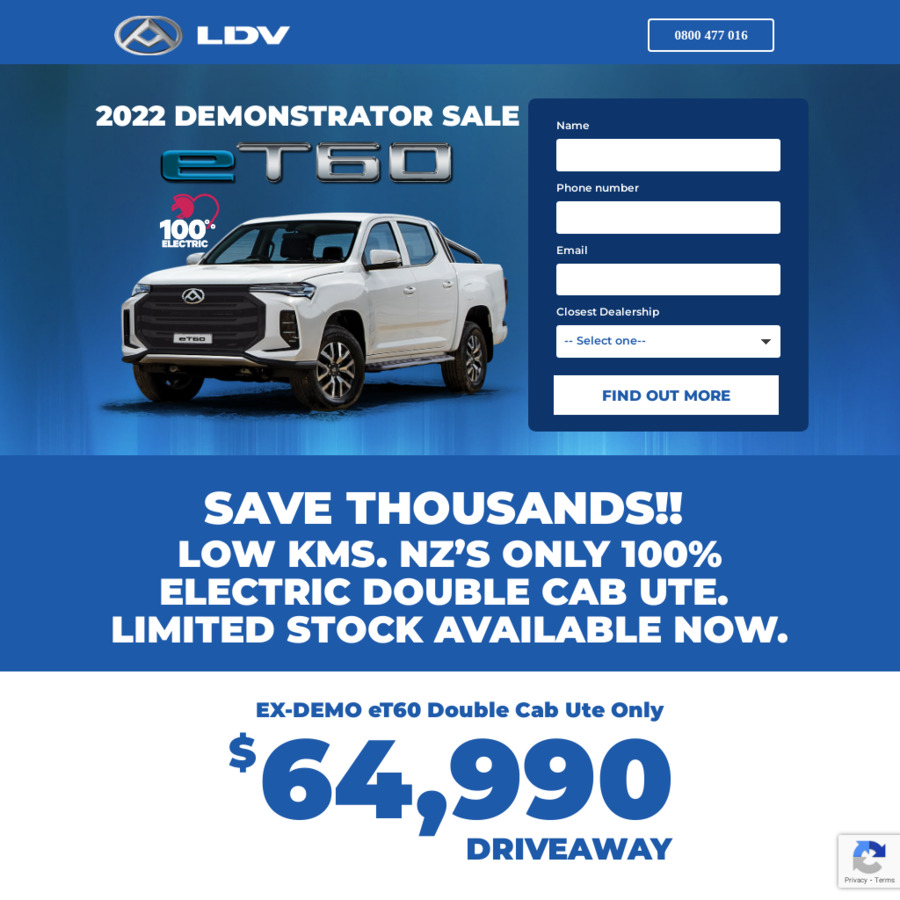 LDV eT60 Demo: $64,990 (Normally $71,365 after Rebate), LDV eDeliver 9 ...