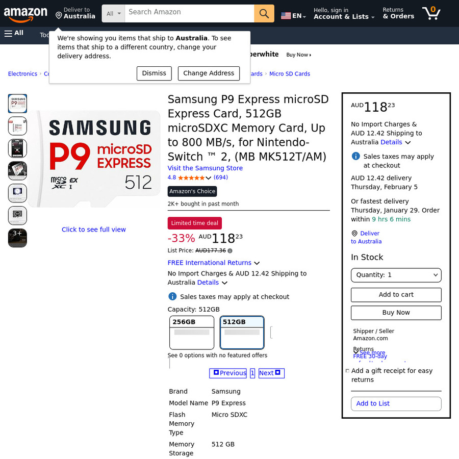 Samsung P9 Express MicroSD Express Card 512GB for Nintendo Switch 2 US ...