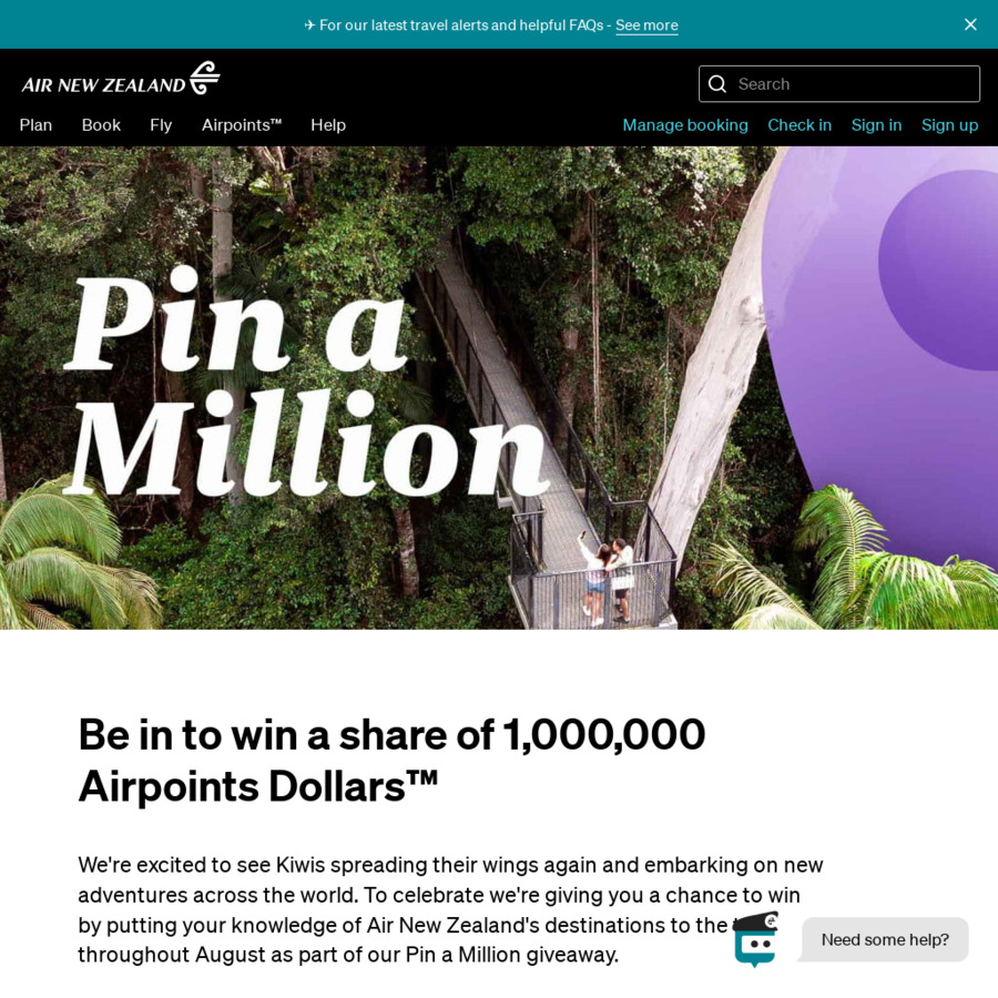 Win a Share of 1,000,000 Airpoints Dollars (via Local and Online Events) @ Air New Zealand ...