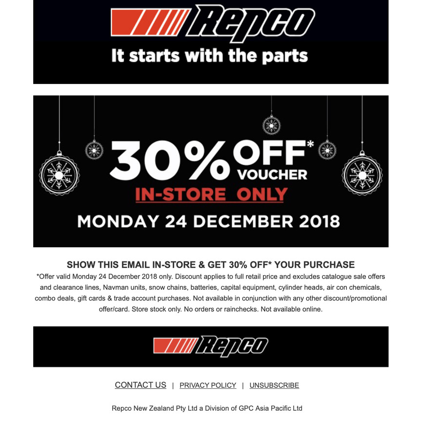 Repco 30% off (in-Store Only) - ChoiceCheapies