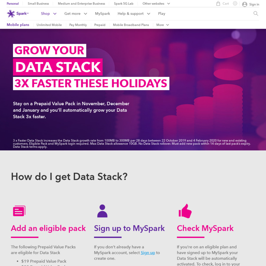 Triple Data Stack for 3 Months on Spark Prepaid - from $19/Month ...