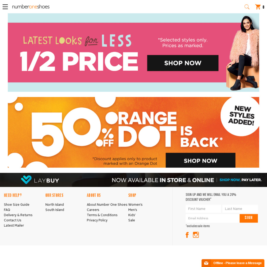 Free Shipping No Minimum Spend @ Number One Shoes - ChoiceCheapies