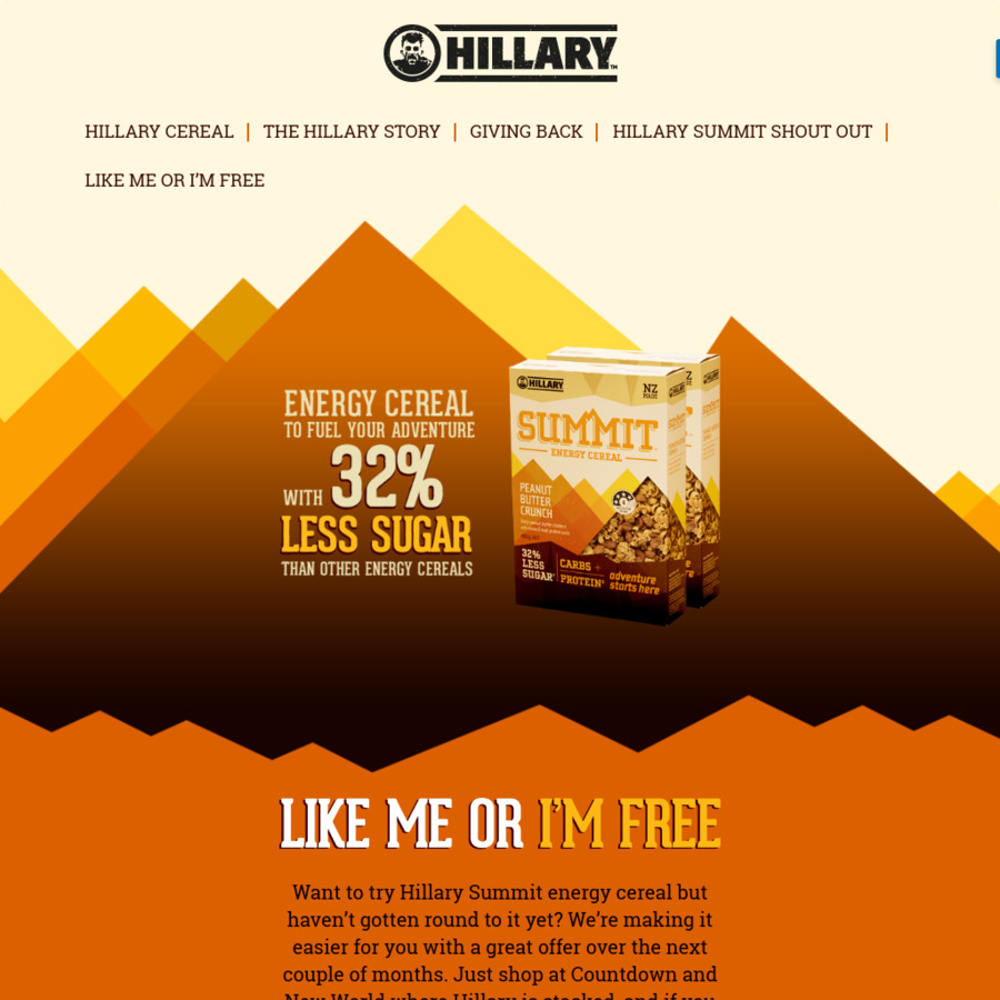 Hillary Summit Cereal - "Like Me or I'm Free" Promotion - ChoiceCheapies