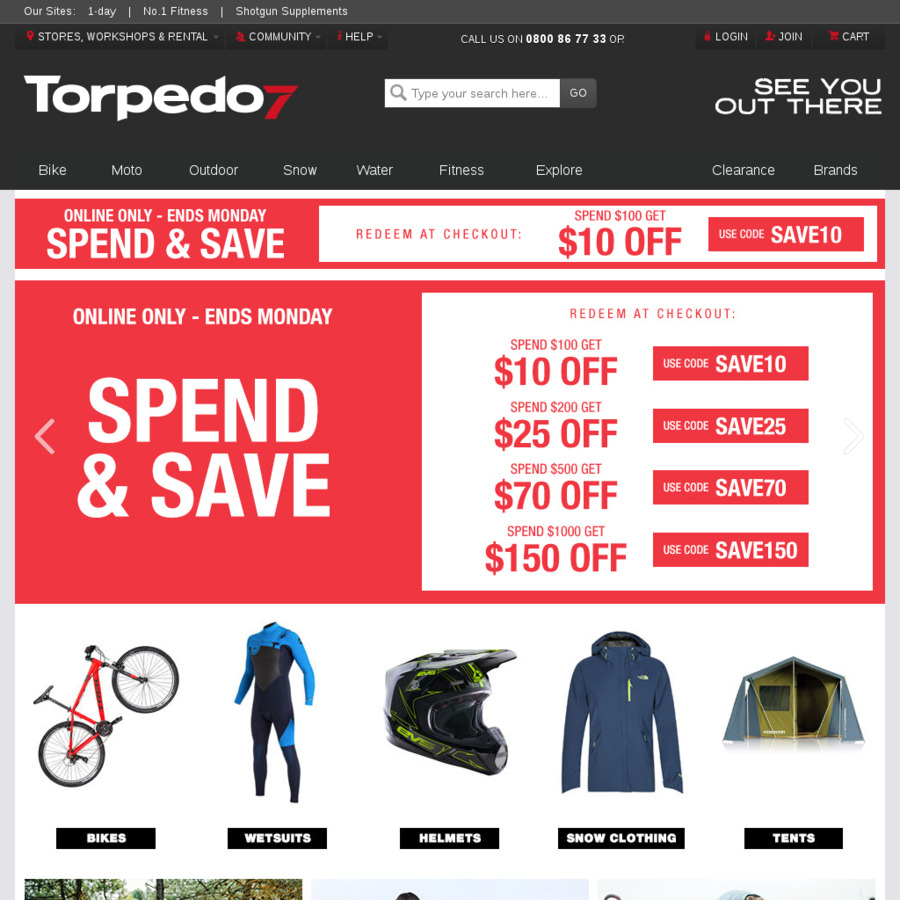 Torpedo7 -Spend & Save (Spend $100 Save $10 / $200 Save $25 / $500 Save ...