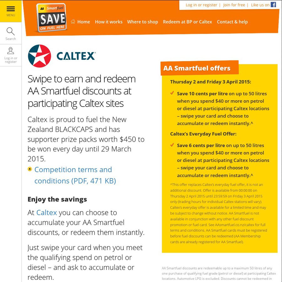 AA Smartfuel / Caltex - 10c off $40+ [April 2-3] - ChoiceCheapies