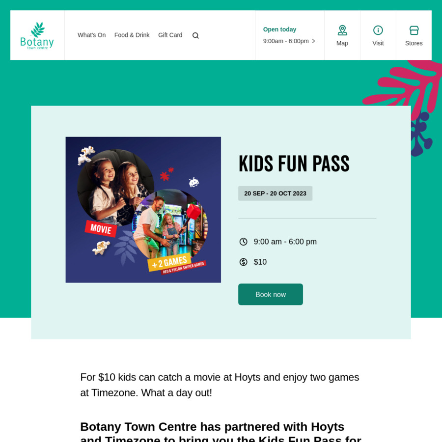 Kids Fun Pass: Hoyts Movie Ticket + Two Games at Timezone for $10 ...