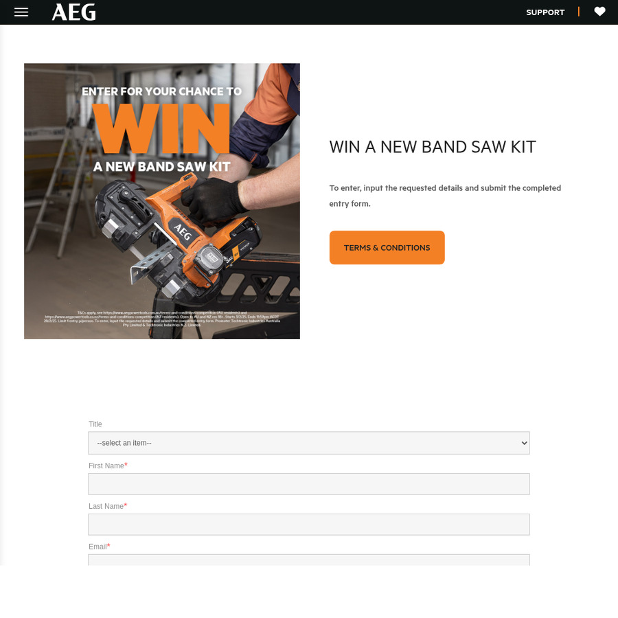 Win an AEG 18V Brushless Sub Compact 63mm Band Saw + Starter Kit (Worth ...