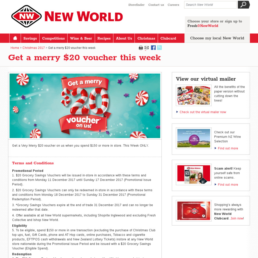 $20 Voucher When You Spend $150 or More @ New World - ChoiceCheapies