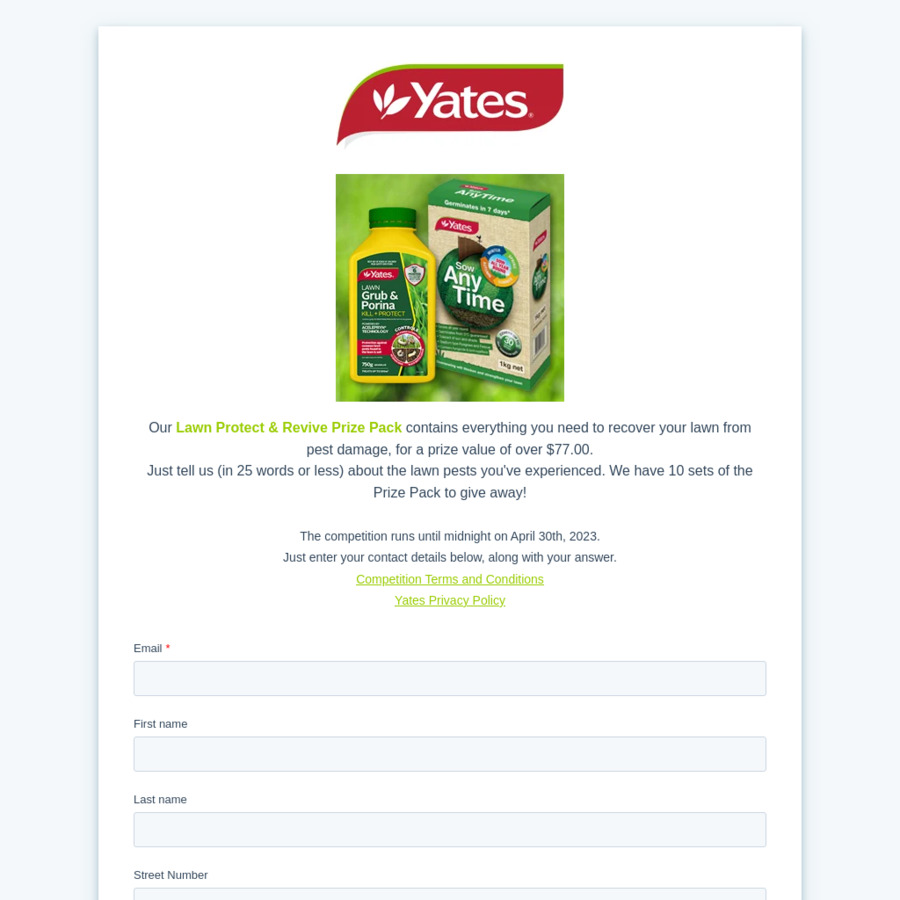 Win 1 of 10 Yates Lawn Protect & Revive Prize Packs @ Yates ...