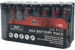 SCA Battery - Heavy Duty Alkaline, AAA, 24 Pack or AA for $5 at ...