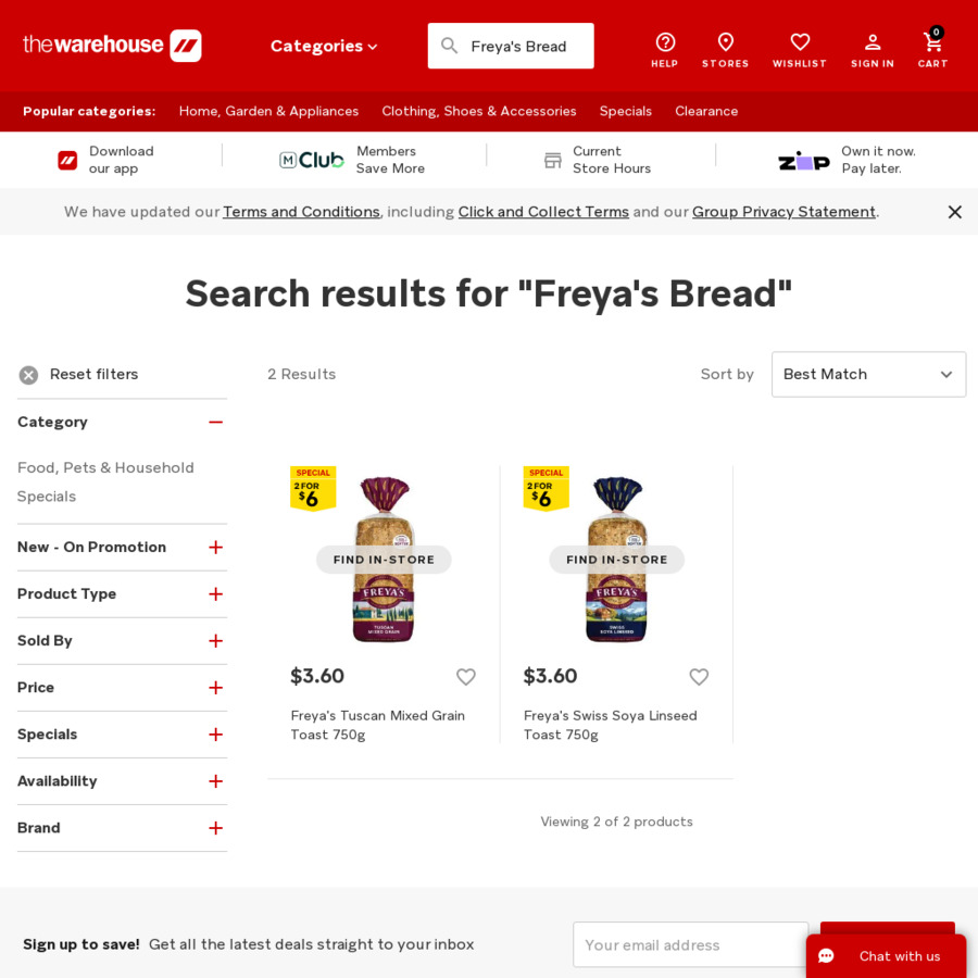 50% off Freya's Bread 750g (Mixed Grain & Soy Linseed Toast) $1.80 ea ...