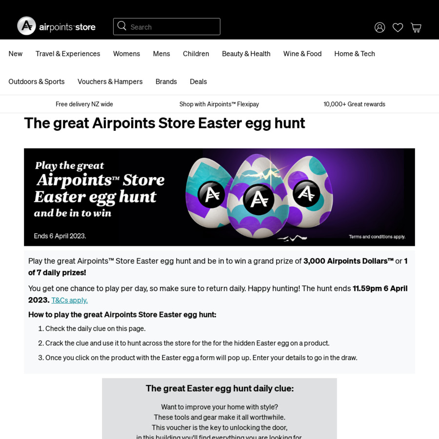 The Great Airpoints Store Easter Egg Hunt - Grand Prize 3,000 Airpoints ...