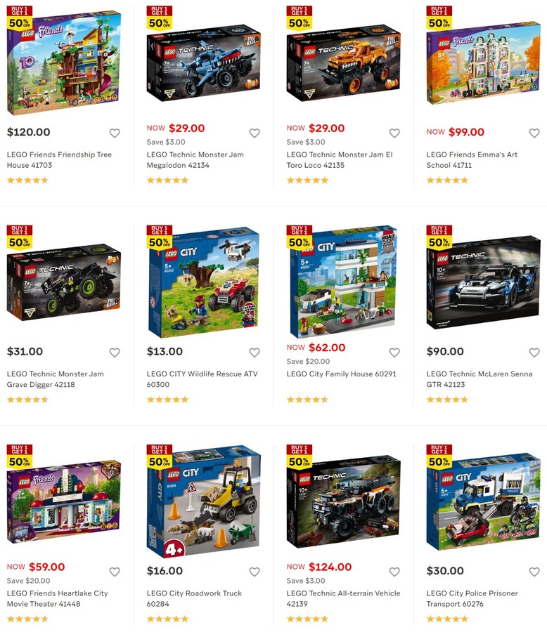 Buy 1 Get 1 Half Price LEGO CITY, LEGO Friends, LEGO Technic & LEGO ...