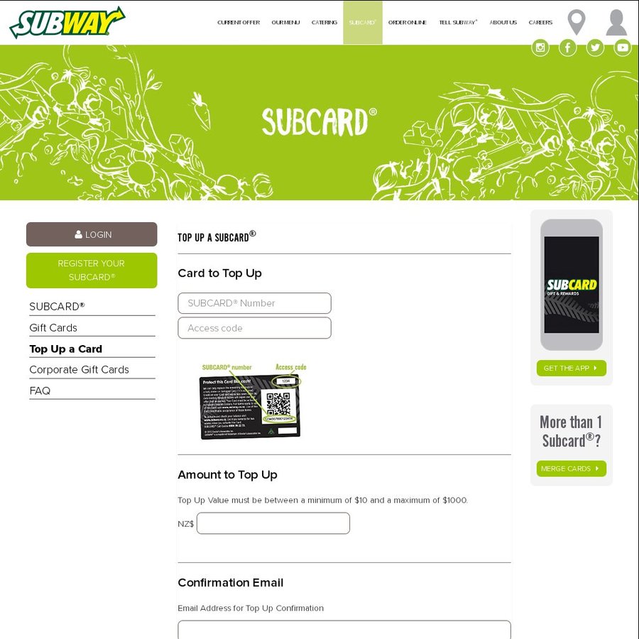 Subway - Free Six Inch Sub With $50 Subcard Online Top Up - ChoiceCheapies