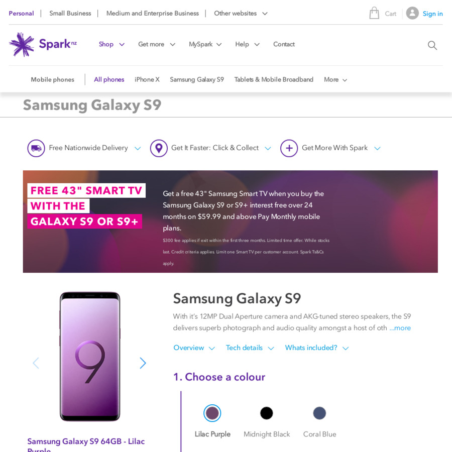 Free 43” Samsung Smart TV Buy The S9 or S9+ on $59 Plan from Spark ...