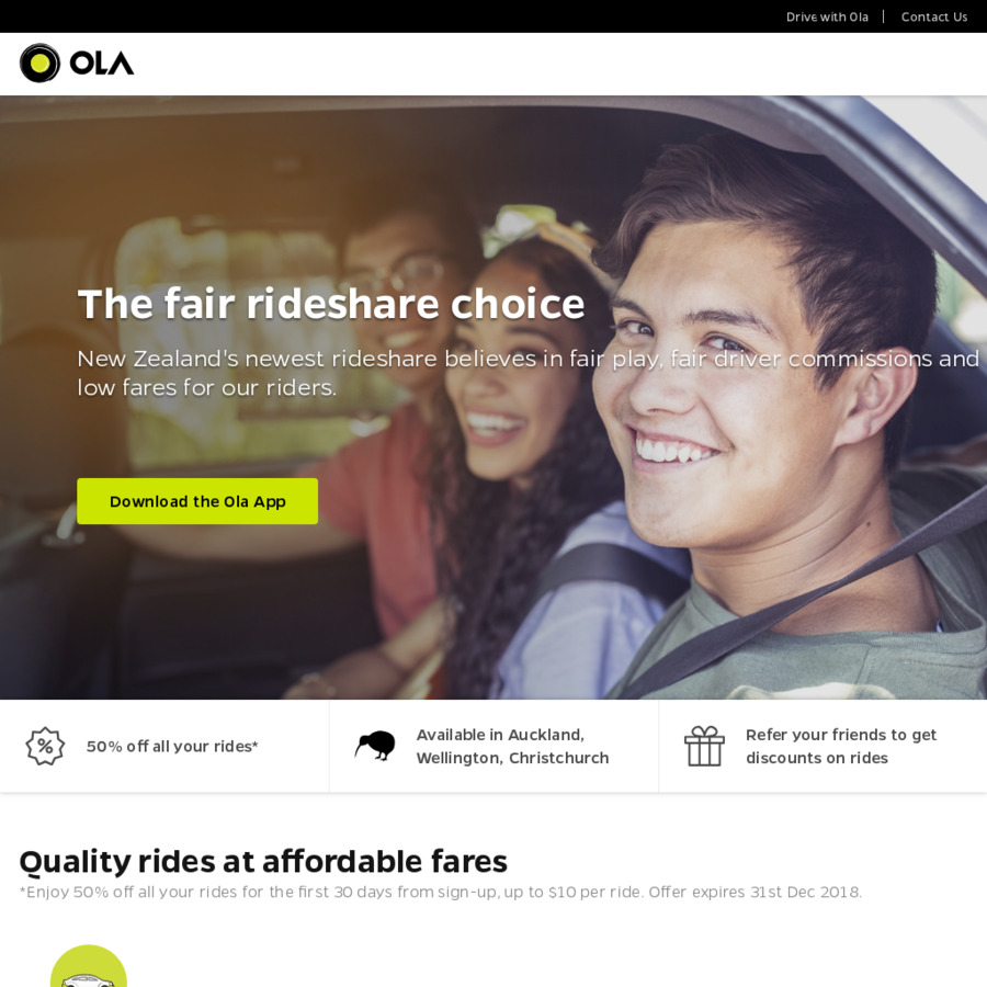 $5 Flat Rate For Any Rides Within 10km @ Ola Cabs - ChoiceCheapies