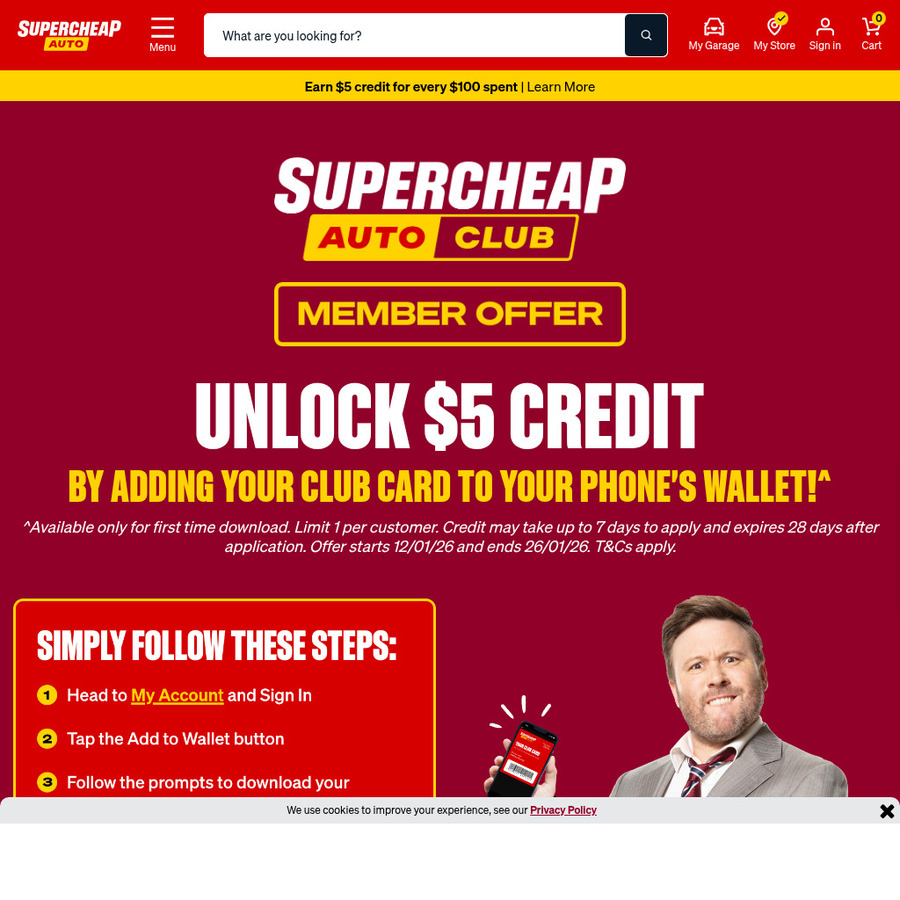 $5 Bonus Store Credit for Supercheap Auto Club Members who add Club ...