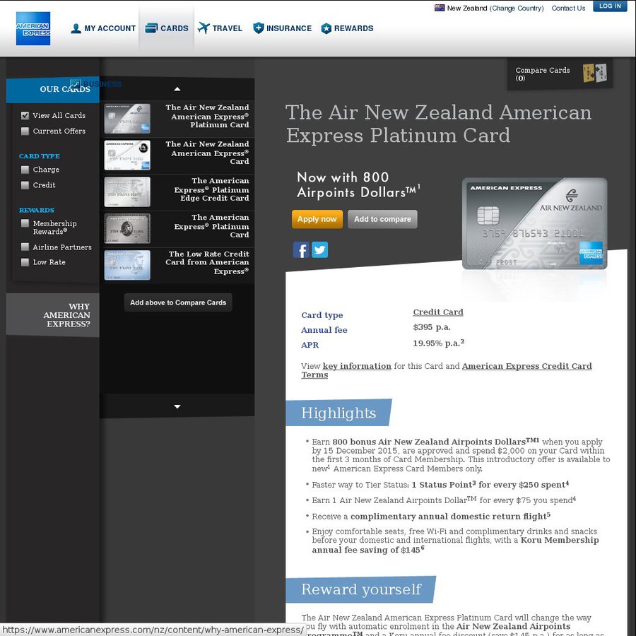 Air NZ AmEx Platinum: 800 Airpoints after $2k Spend, Free Domestic ...