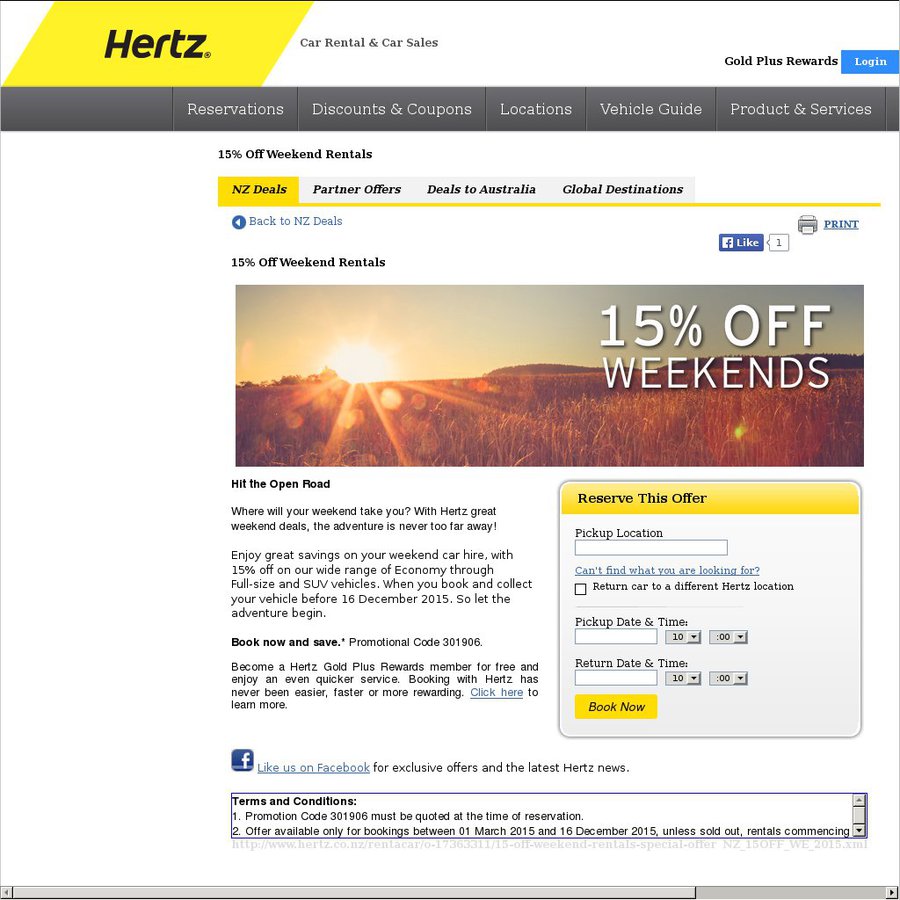15% off Weekend Car Rentals @ Hertz - ChoiceCheapies