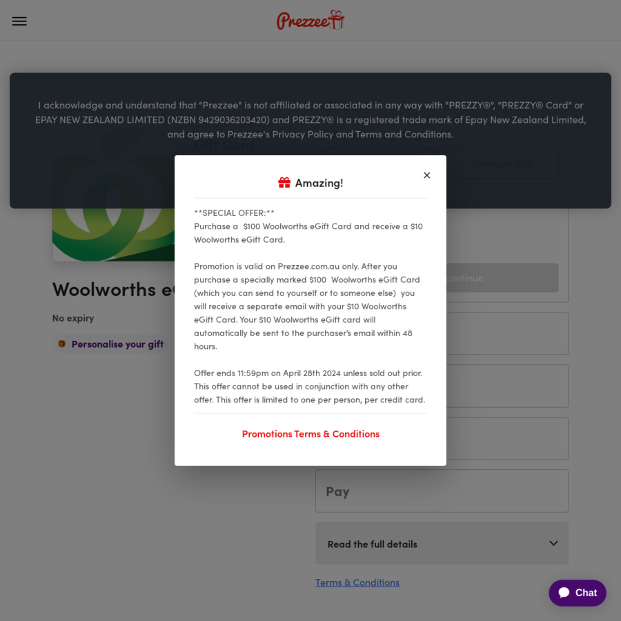 Bonus $10 Woolworths eGift Card with Purchase of $100 Woolworths eGift Card @ Prezzee ...