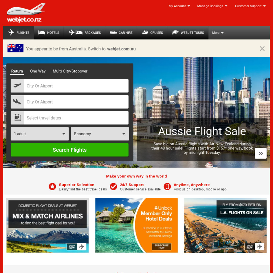 $50 off Flights for $550 Spend @ Webjet - ChoiceCheapies
