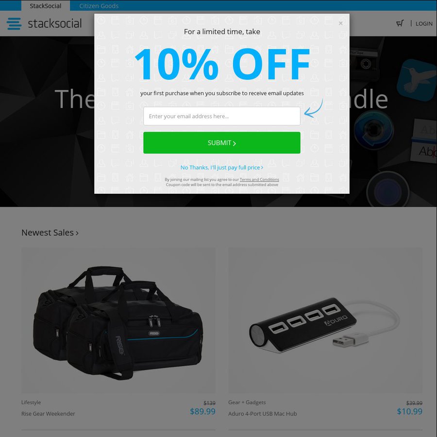 Stack Social: $15 off $55, $20 off $100, $25 off $150 Spend (USD ...