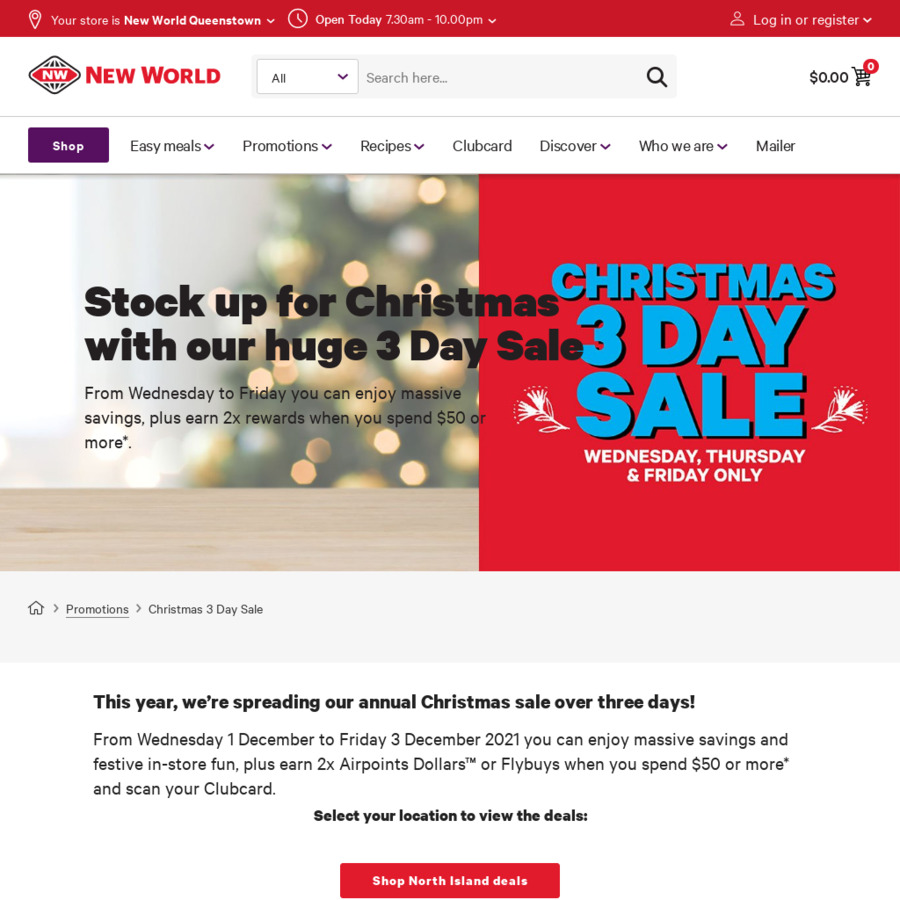 Earn 2× Airpoints / FlyBuys with $50 Min Spend (Wed-Fri) @ New World ...