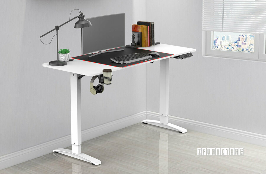 Matrix Height Adjustable Straight Desk (140cm Length) + Jumbo Mouse Pad ...
