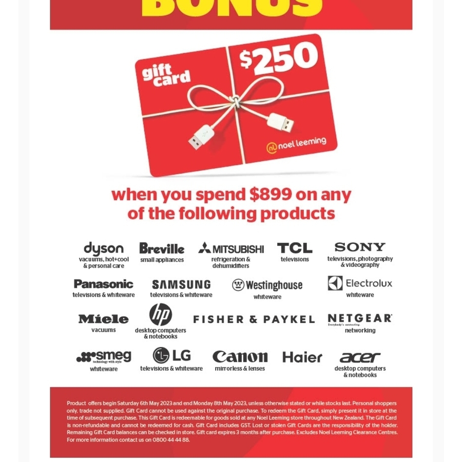 Receive a $250 Gift Card with Purchase of Selected Products Worth over ...