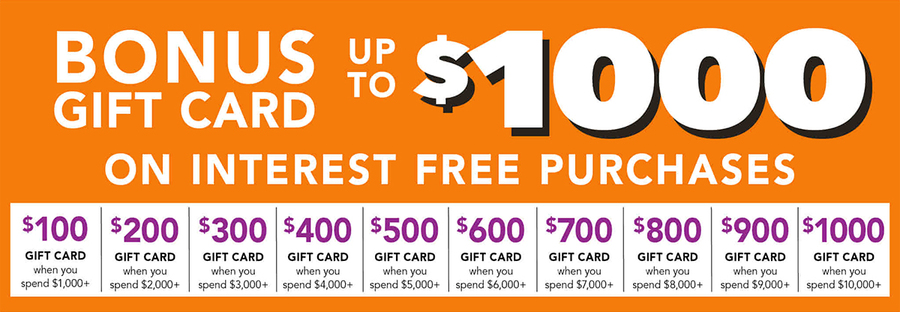 Bonus Gift Card on 36 Months Interest Free Purchases of $1,000 ...